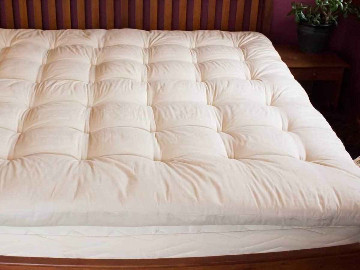 Holy Lamb Organics Quilted Wool Deep Sleep Mattress Topper | Natural Linens